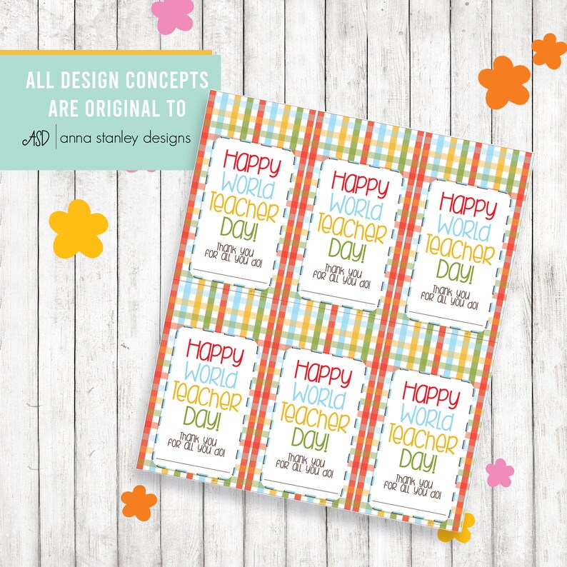 World Teacher Day Gift Tags | Printable Thank You Cards (PDF) - Etsy