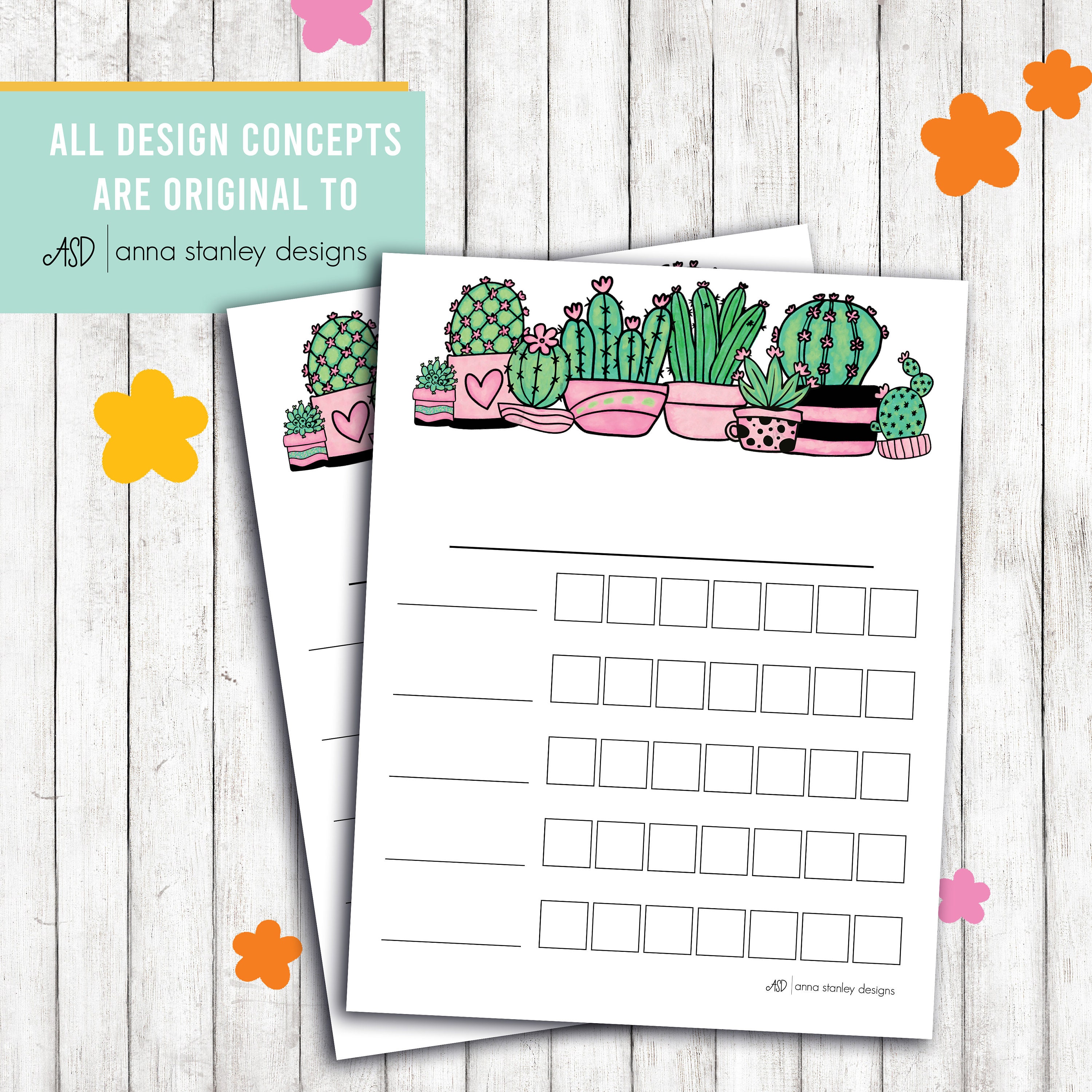 Printable, Cute Cactus & Succulent Goal Chart | Goal Chart for Kids ...