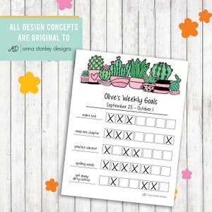 Printable, Cute Cactus & Succulent Goal Chart | Goal Chart for Kids ...