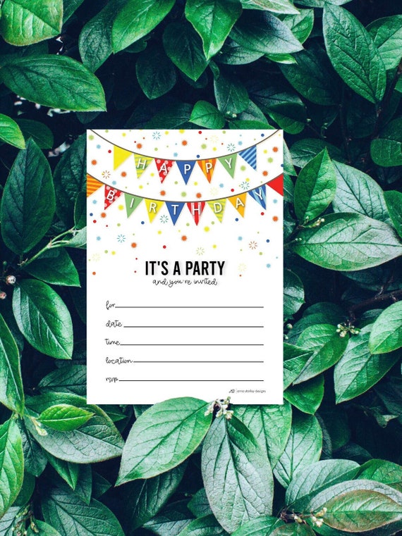 Colorful Confetti Printable Fill in the Blank Invitation - Etsy