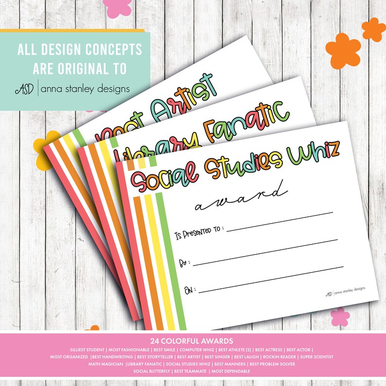 24 Printable, End of Year, Encouraging Classroom Awards | Teacher ...