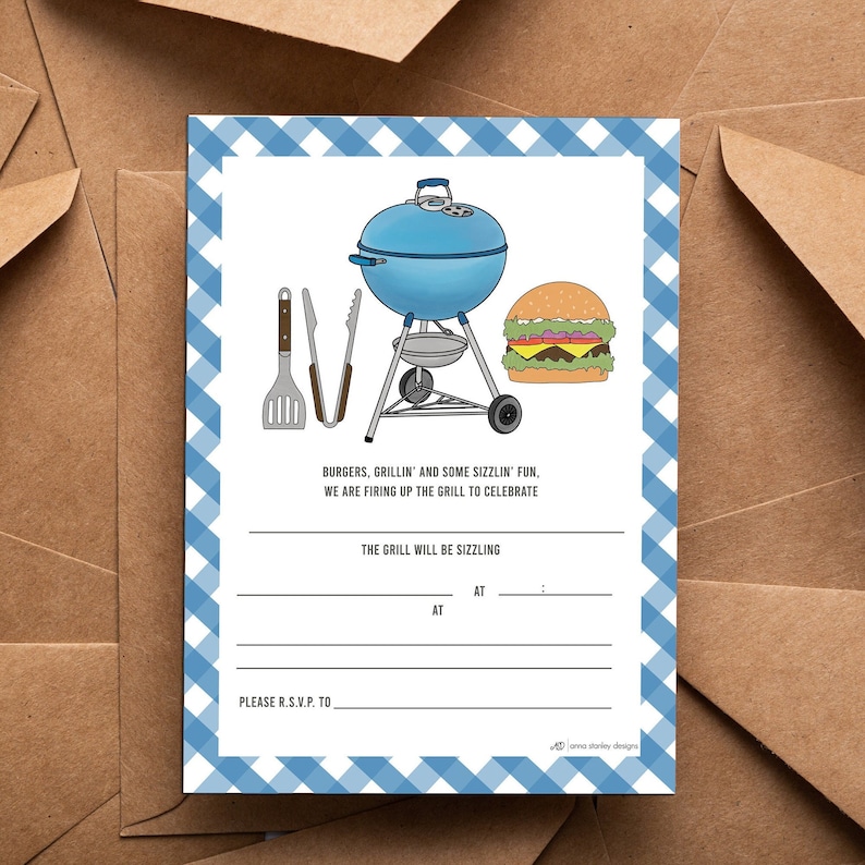Backyard Grill Printable, Fill in the Blank Invitation BBQ ...