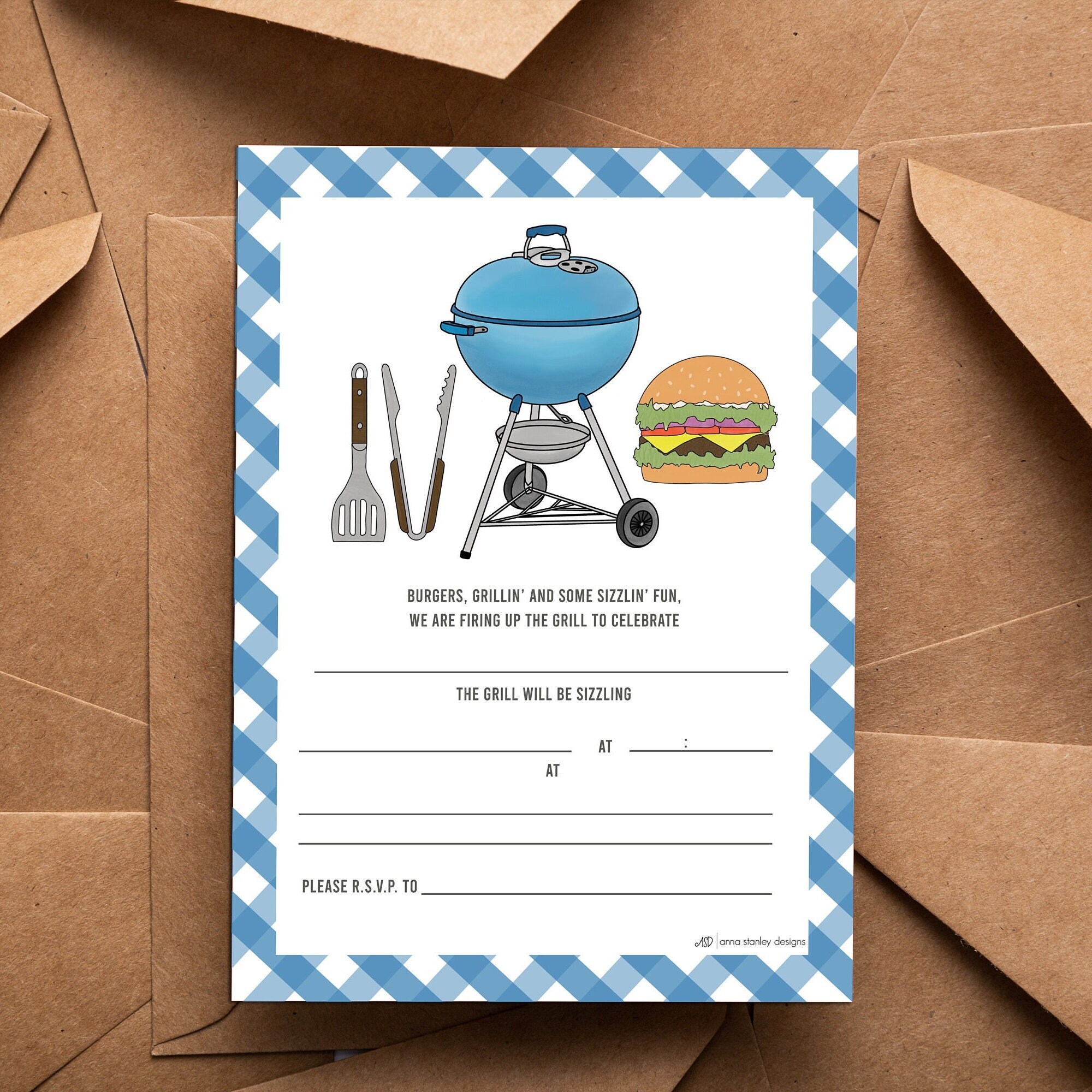 Backyard Grill Printable, Fill in the Blank Invitation | BBQ ...
