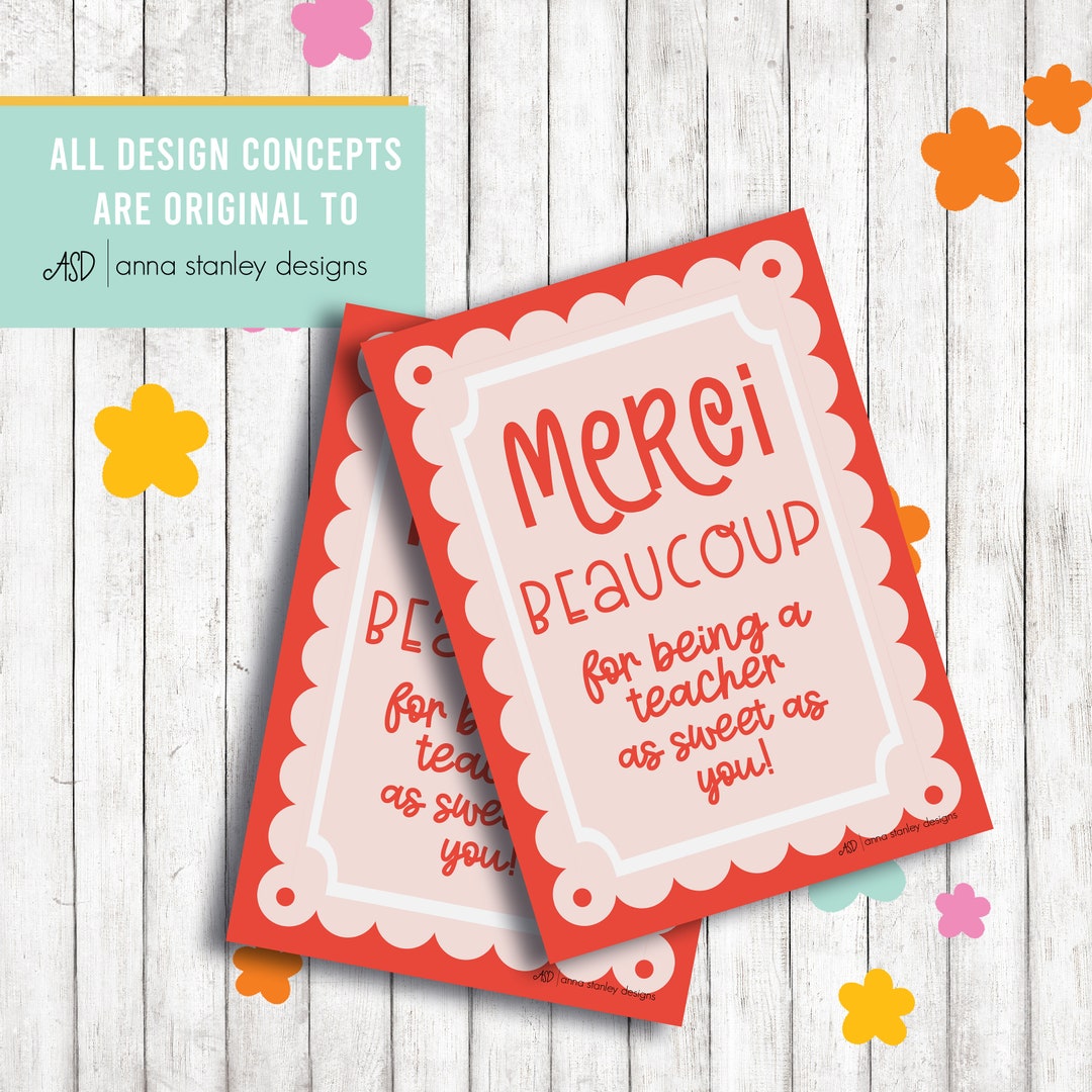 Merci! Teacher, Printable, Gift Tags | Giftie | Gifttag | Teacher ...