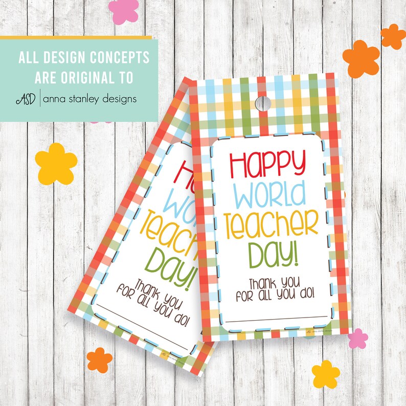 World Teacher Day Gift Tags | Printable Thank You Cards (PDF) - Etsy