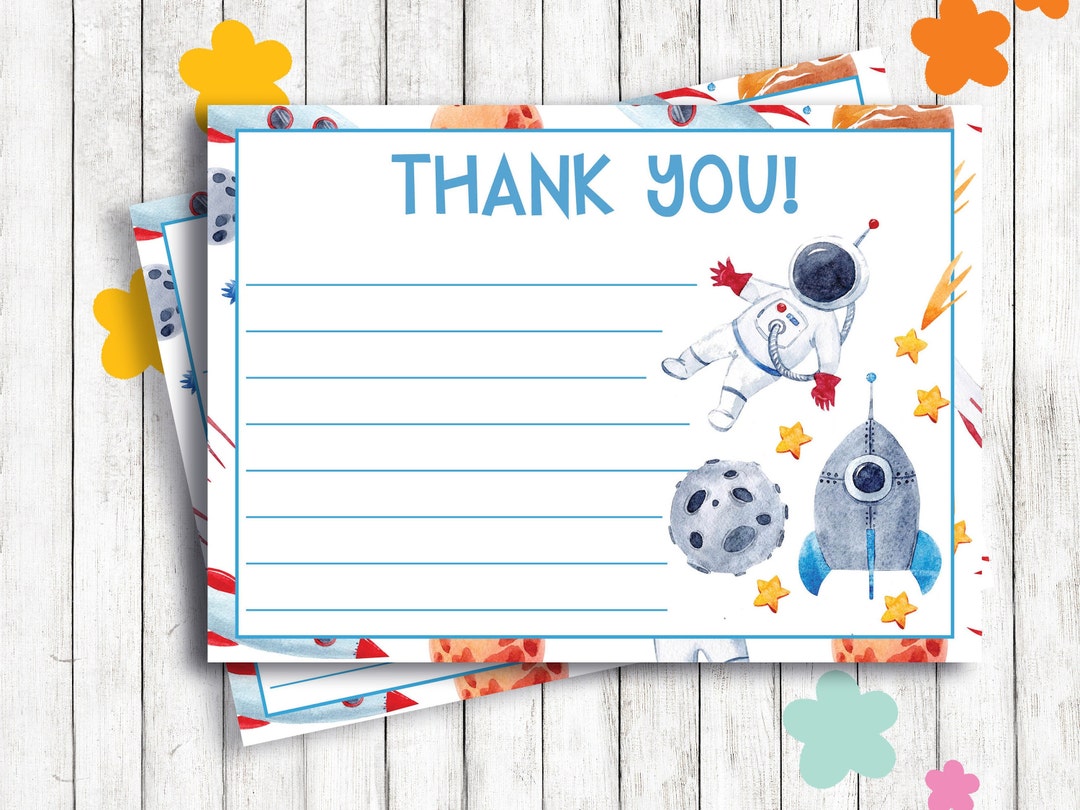 Astronaut Galaxy Thank You Card | Kids Space Theme (printable) - Etsy