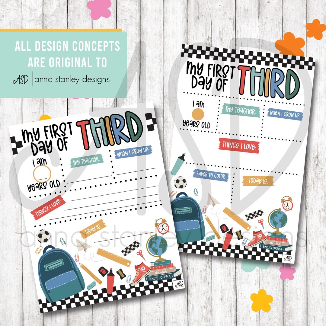 Third Grade Back to School Sign | First Day Photo Prop (PDF Download ...