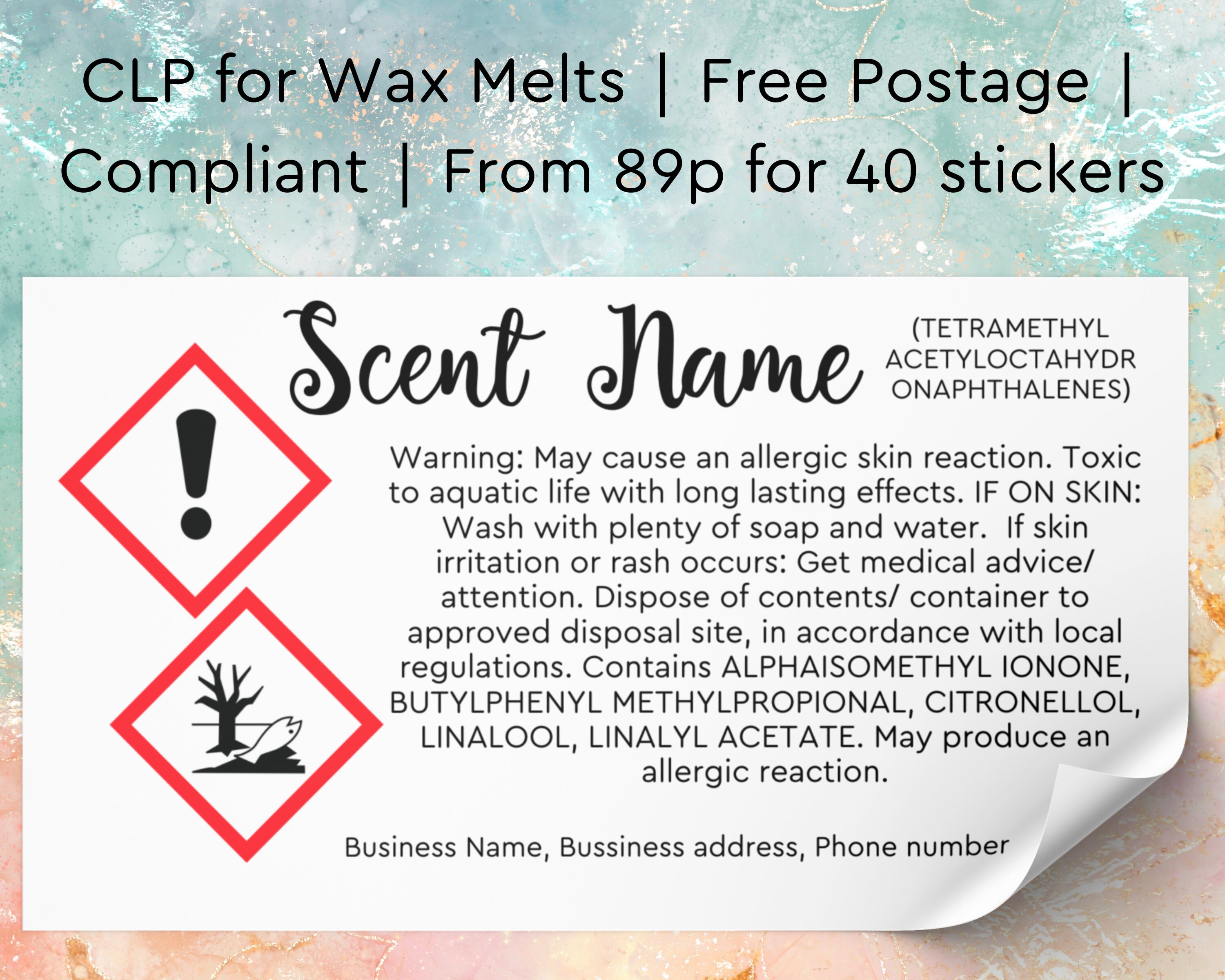 CLP Labels, HB CLP Stickers, Wax Melts, Rectangle, Circle, Safety Label ...