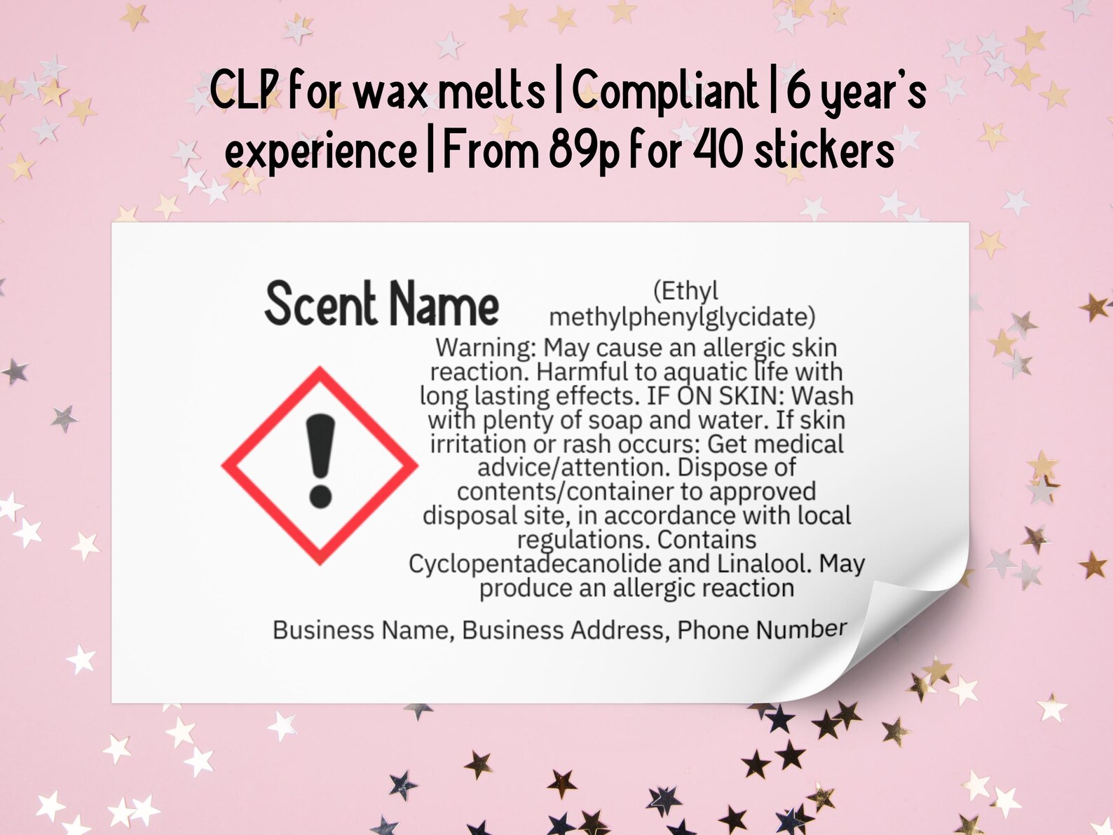 CLP Labels, HB CLP Stickers, Wax Melts, Rectangle, Circle, Safety Label ...