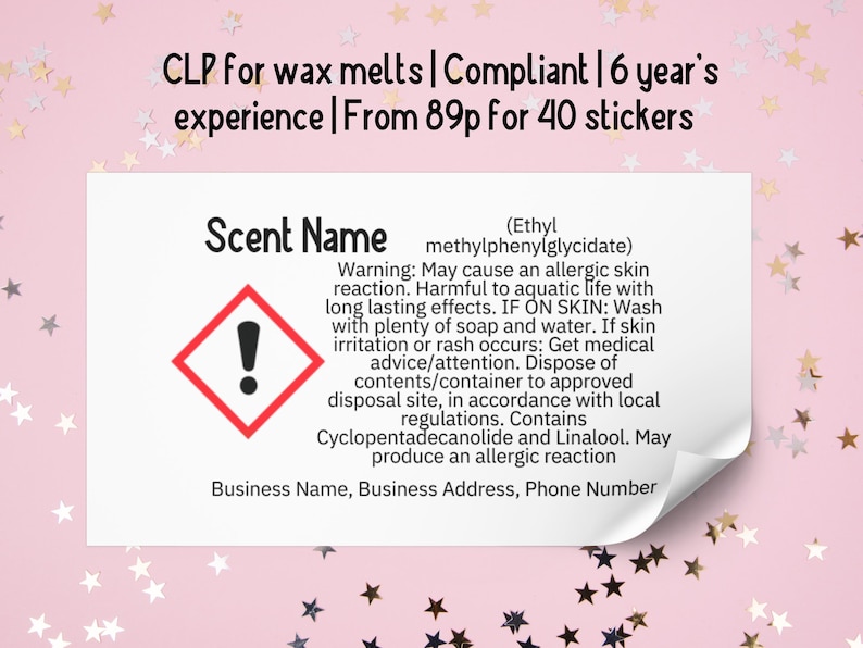 CLP Labels, HB CLP Stickers, Wax Melts, Rectangle, Circle, Safety Label ...