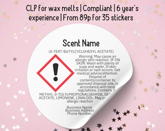 CLP Labels, HB CLP Stickers, Wax Melts, Rectangle, Circle, Safety Label ...