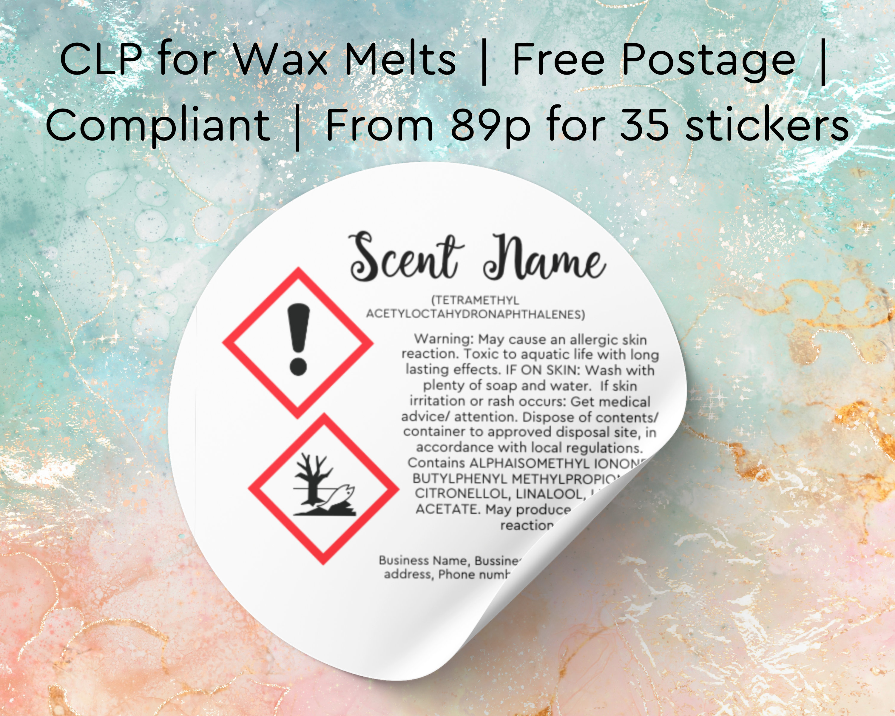 CLP Labels, Circle, CLP Stickers, Wax Melts, Rectangle, Safety Label ...