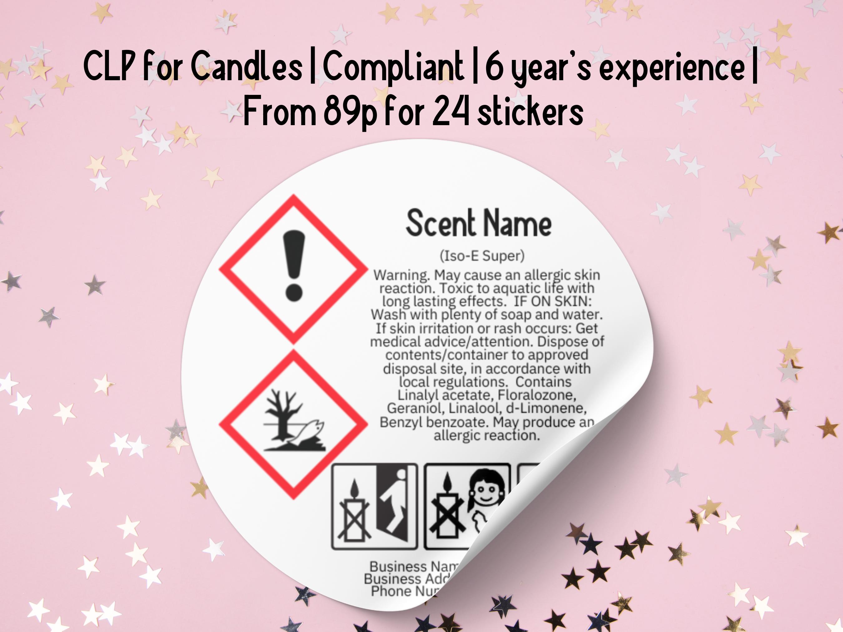 Candle CLP Labels, Circle, CLP Stickers, Rectangle, Safety Label ...