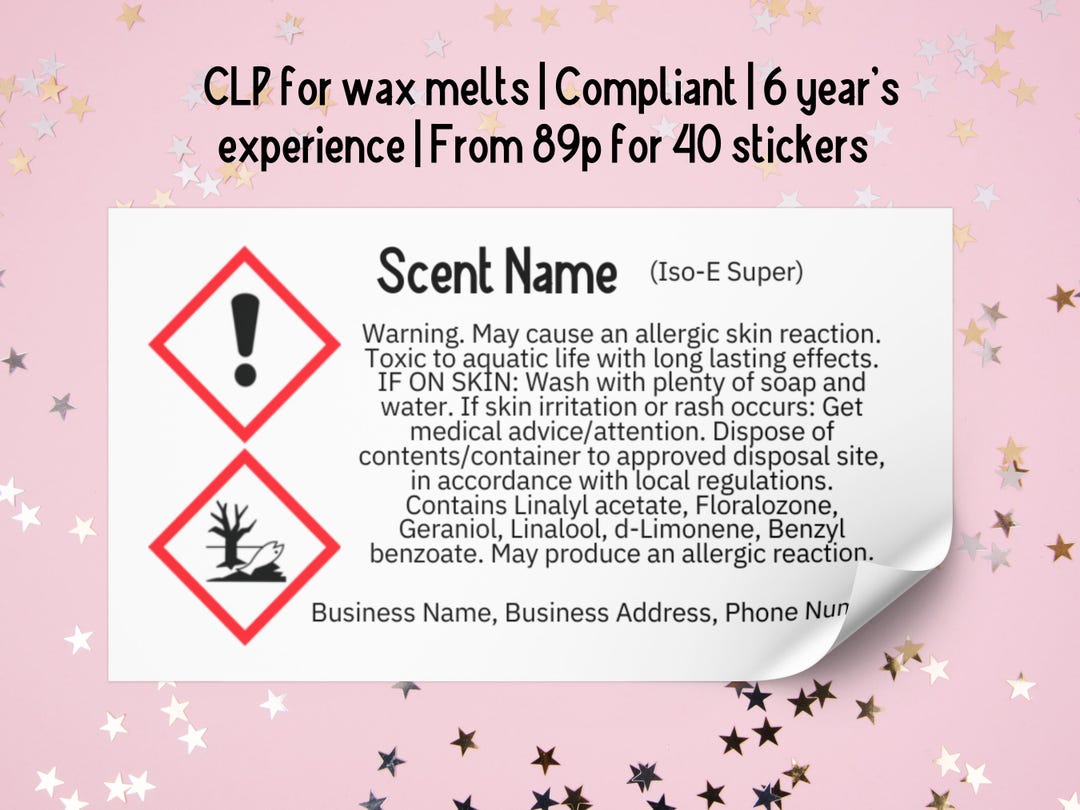 CLP Labels, HB CLP Stickers, Wax Melts, Rectangle, Circle, Safety Label ...