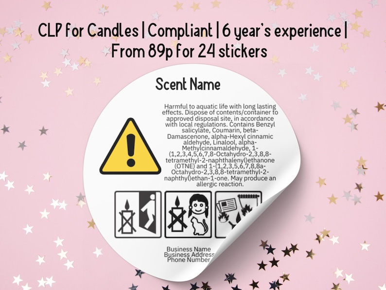 Candle CLP Stickers: Circle, Compliant Safety Labels (45mm) CPL - Etsy