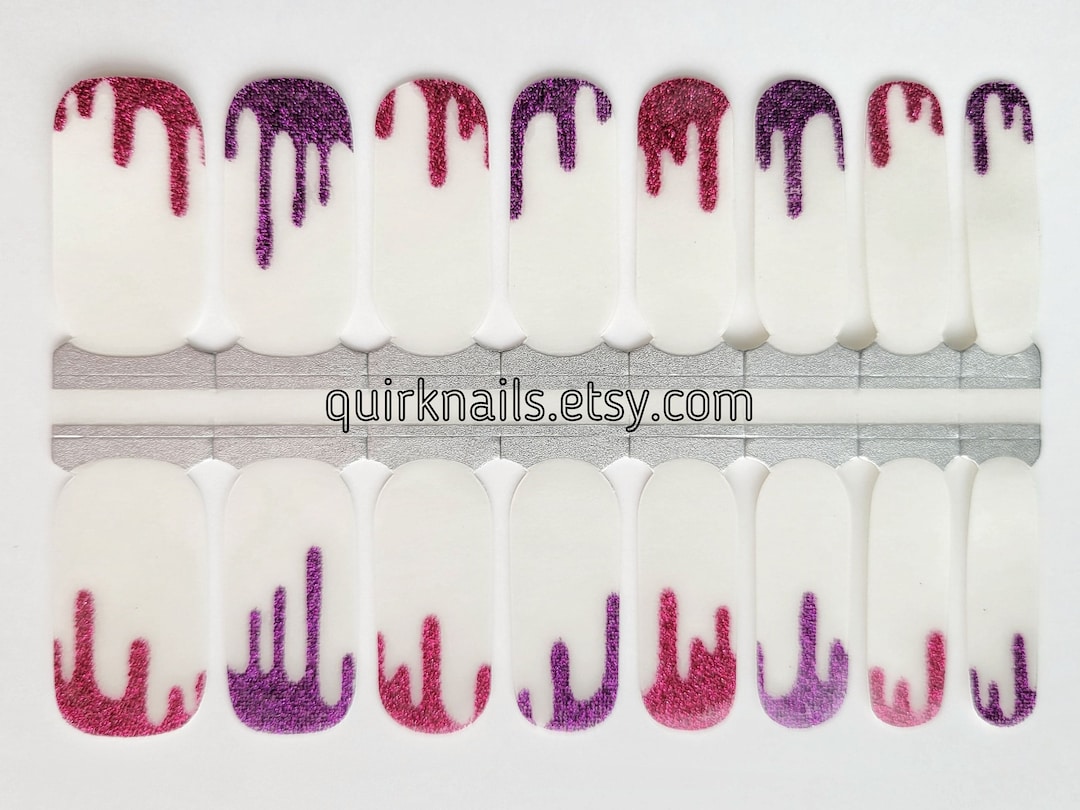 PINK and PURPLE DRIPPY Reverse French Manicure Nail Wraps, Ice Cream ...