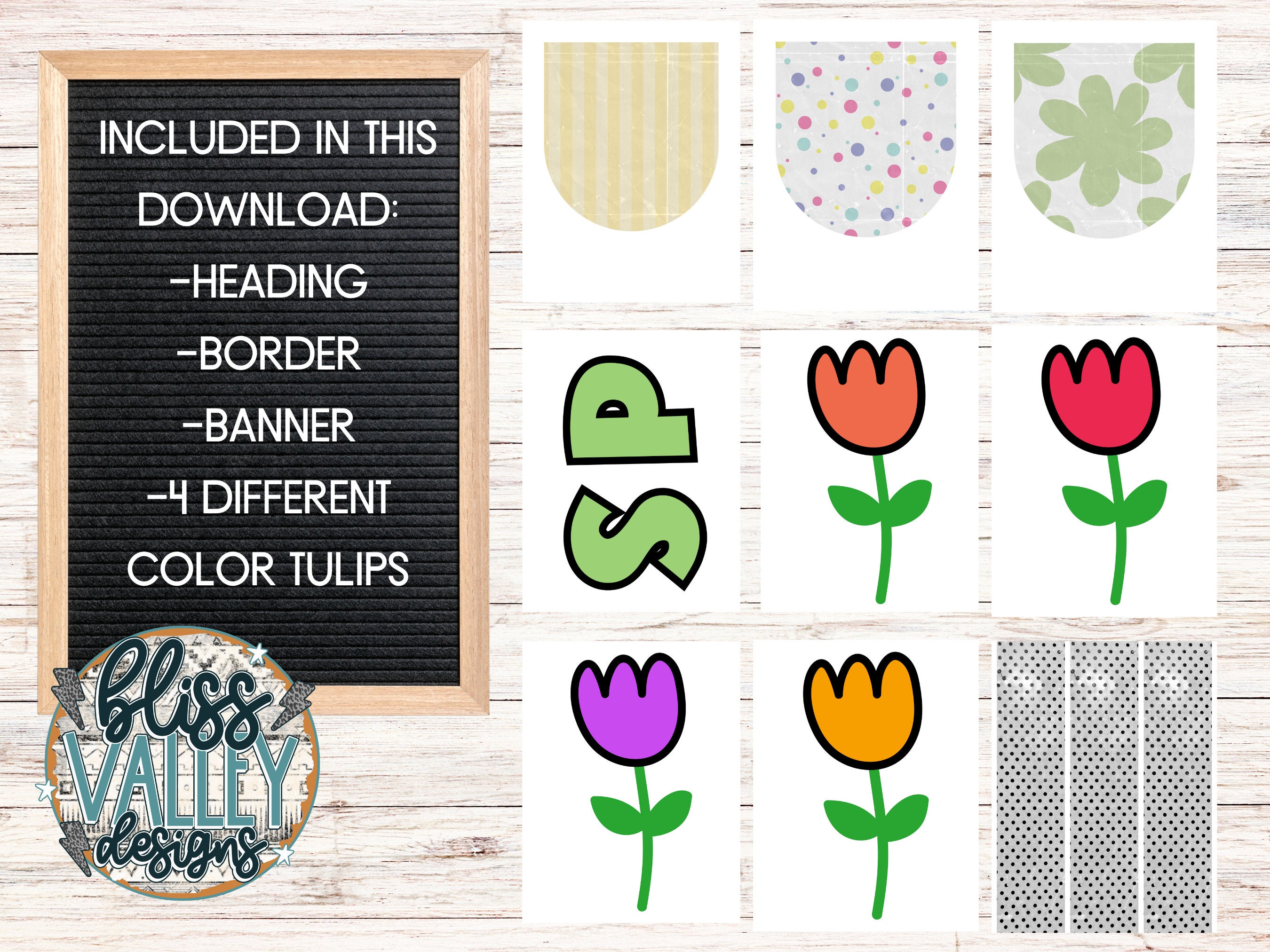 Spring Classroom Bulletin Board Kit: Tulips, Flowers (digital Download ...