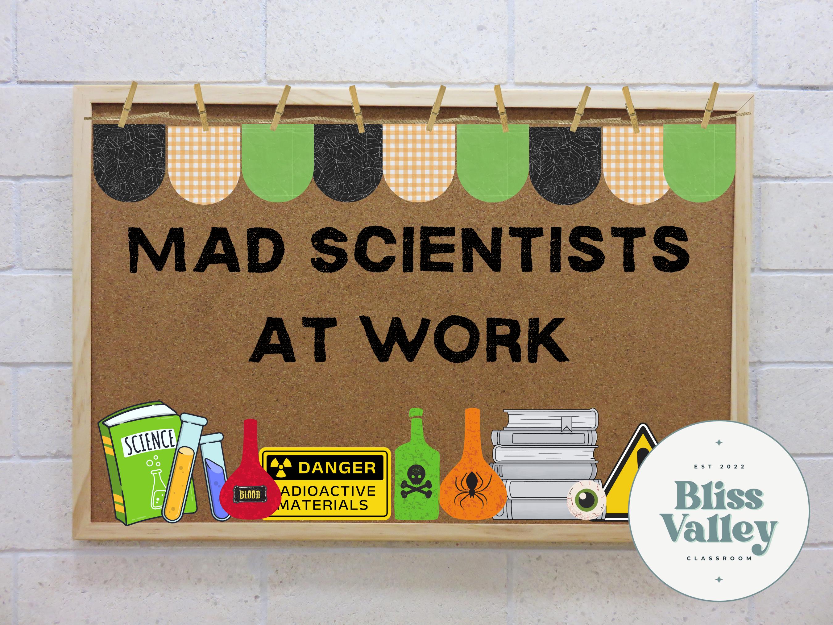 Mad Scientists Bulletin Board Kit: Halloween Classroom Decor (PNG for ...