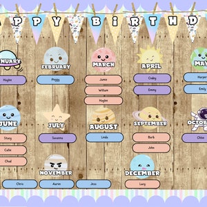 Editable Pastel Outerspace Birthday Display Printable Classroom ...