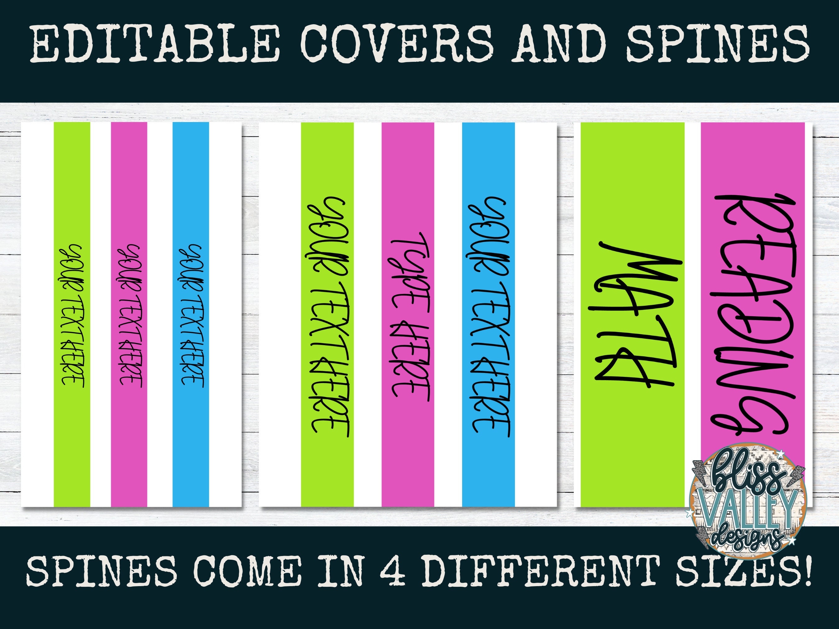 Editable 90's Retro Theme Printable Binder Cover and Spines Teacher ...