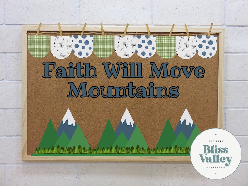 Faith Will Move Mountains Classroom Bulletin Board Kit (digital ...