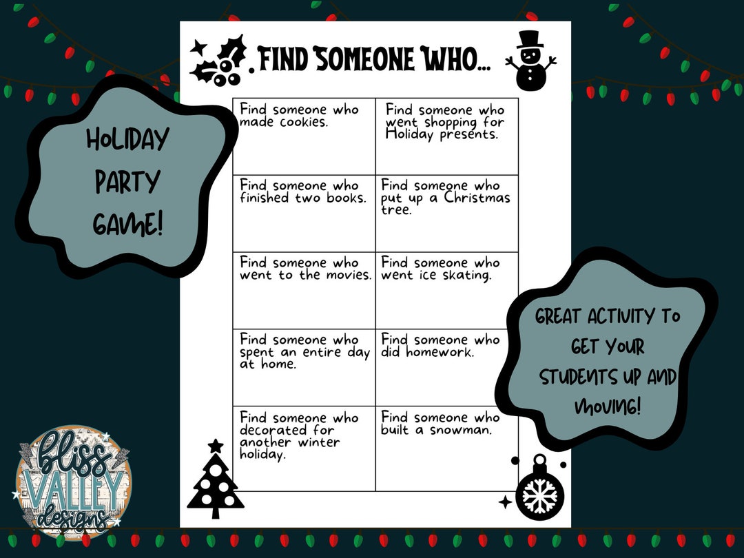 Find Someone Who... December Version, Great Game for School, Home ...