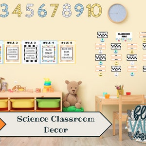 Science Classroom Decor Bundle: Editable School Bus Theme (digital ...