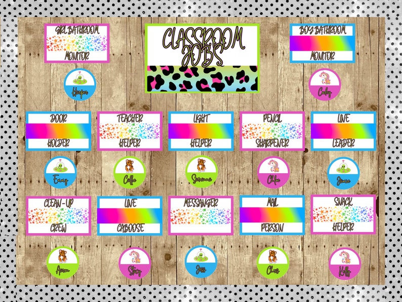 Editable 90's Retro Theme Classroom Jobs Display Bulletin Board Kit ...