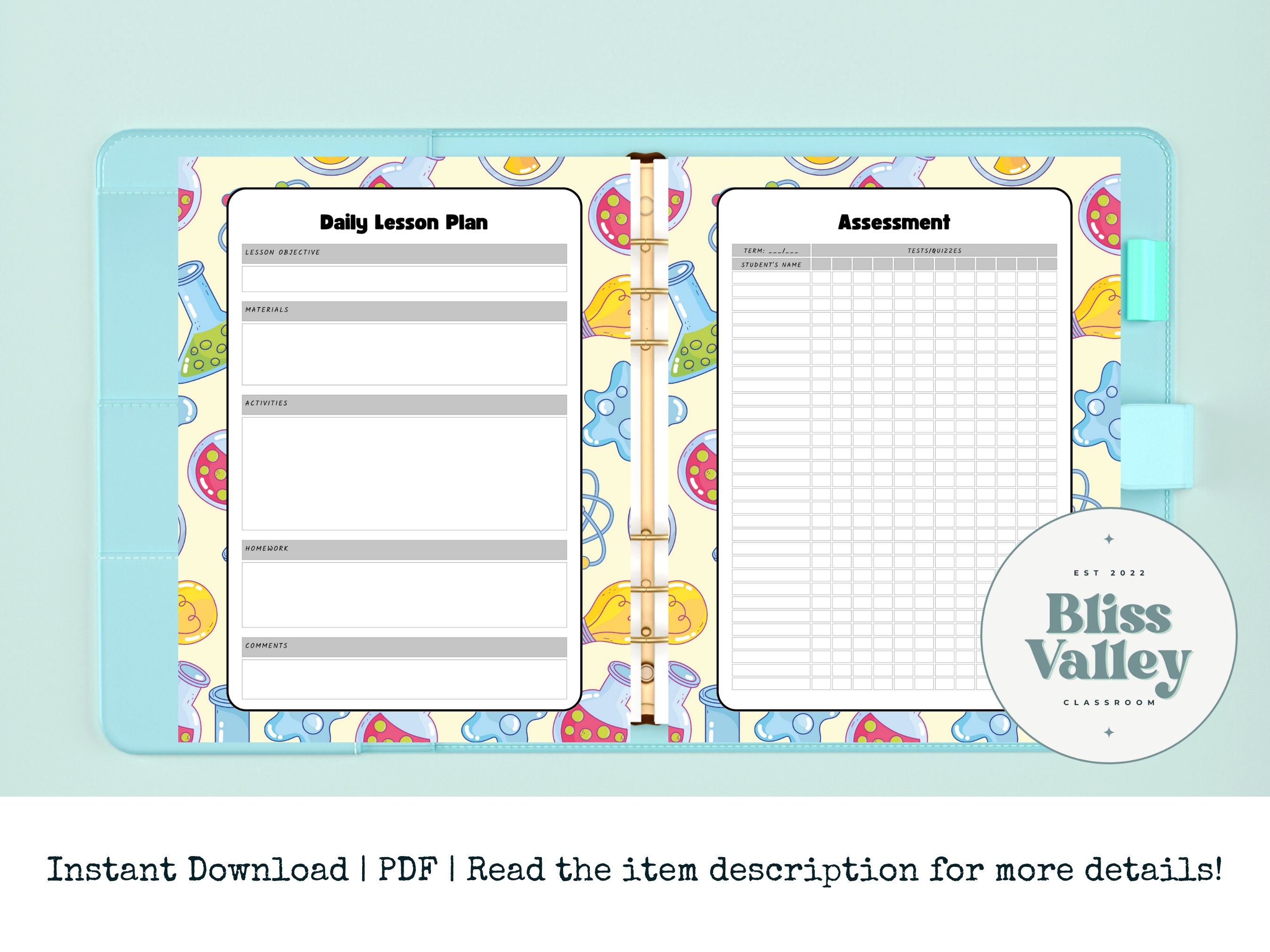 Science Classroom Themed Editable Printable Teacher Planner 2024 - 2025 ...