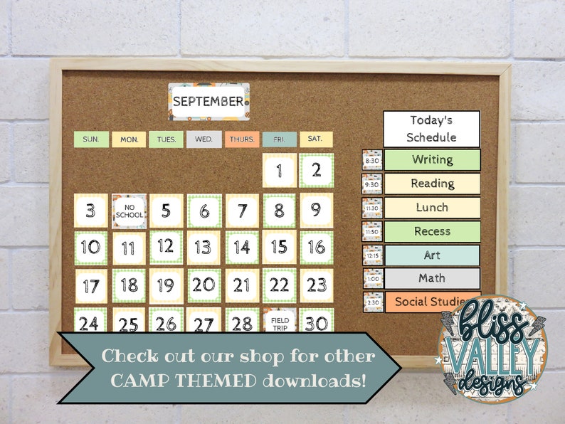 Editable Camp Theme Printable Classroom Schedule / Teacher - Etsy
