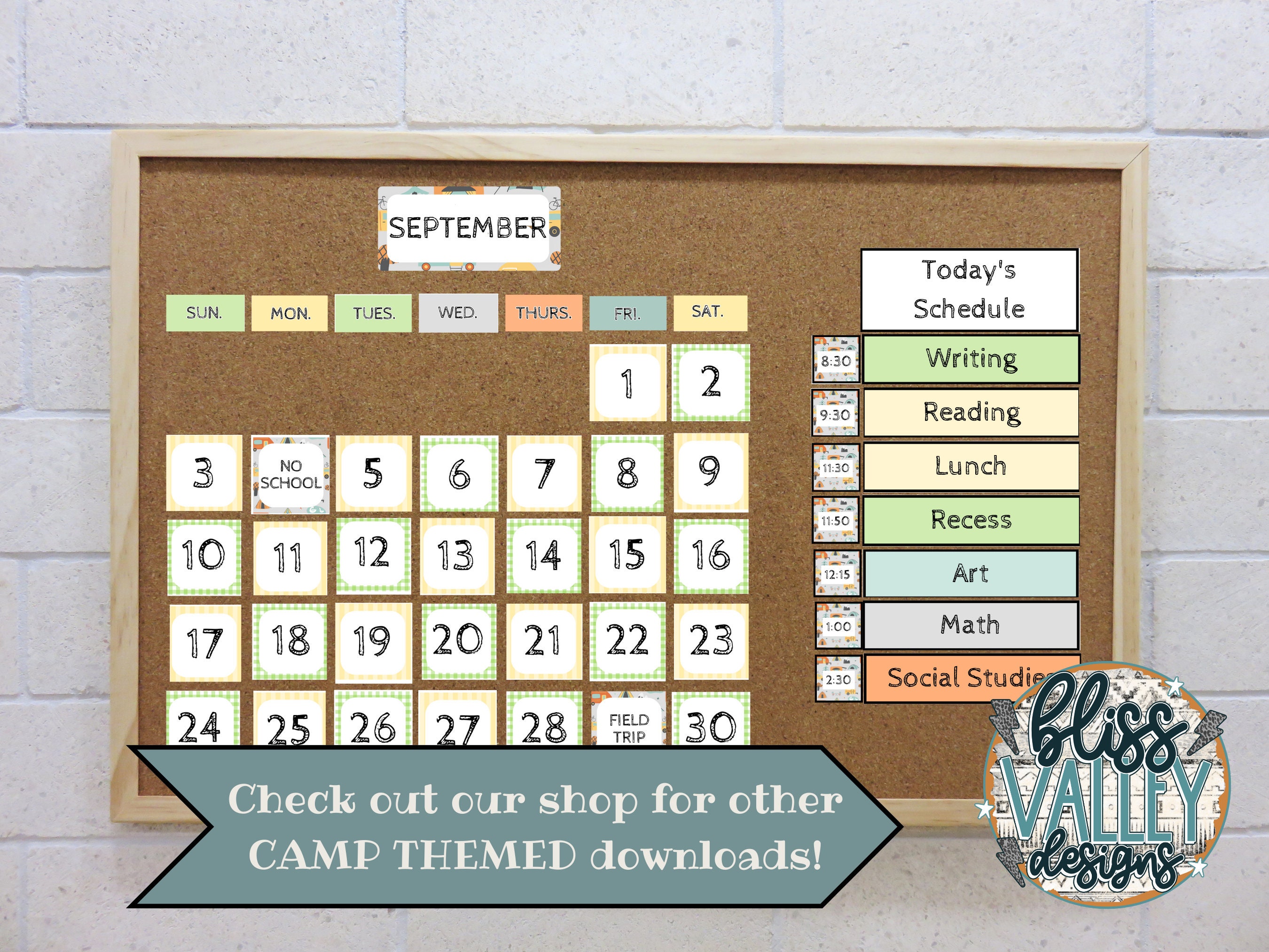 Editable Camp Theme Printable Classroom Schedule / Teacher Resources ...
