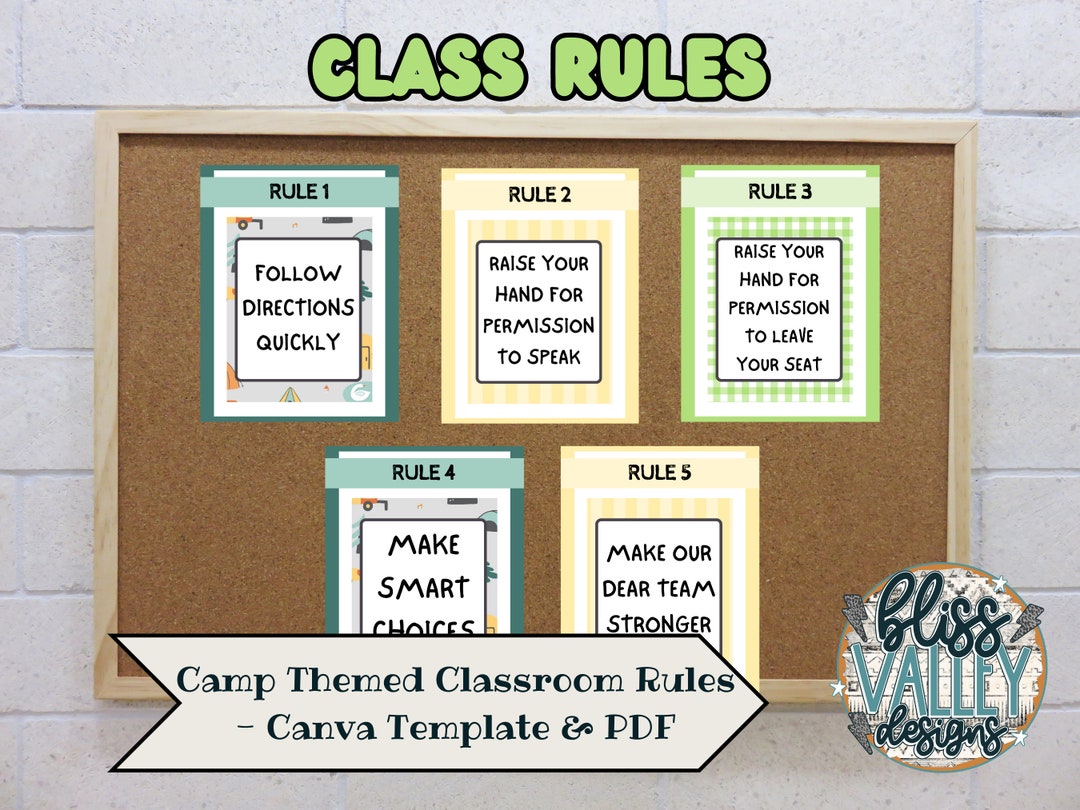 Editable Camp Theme Printable Classroom Rules Template / Teacher ...