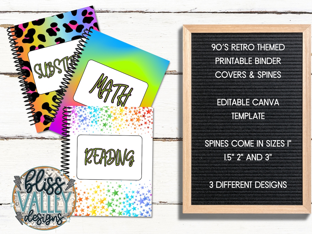 Editable 90's Retro Theme Printable Binder Cover and - Etsy Australia