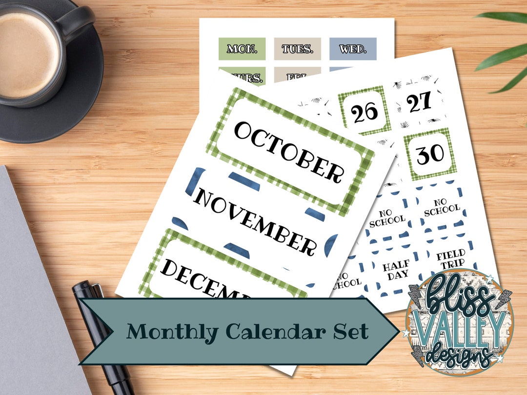 Mountain Adventure Classroom Calendar Kit: Blue & Green Décor (digital ...