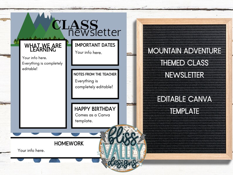 Editable Mountain Adventure Printable Class Newsletter Template ...