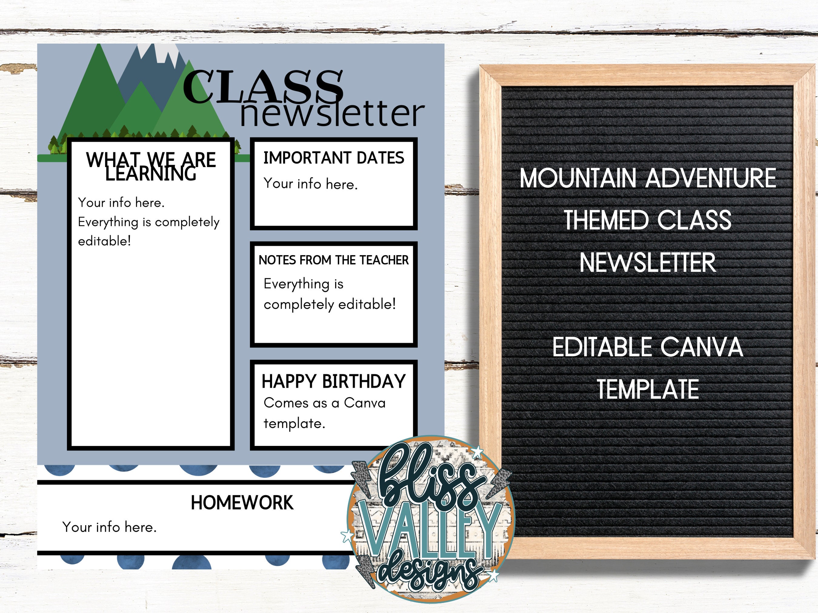 Editable Mountain Adventure Printable Class Newsletter Template ...