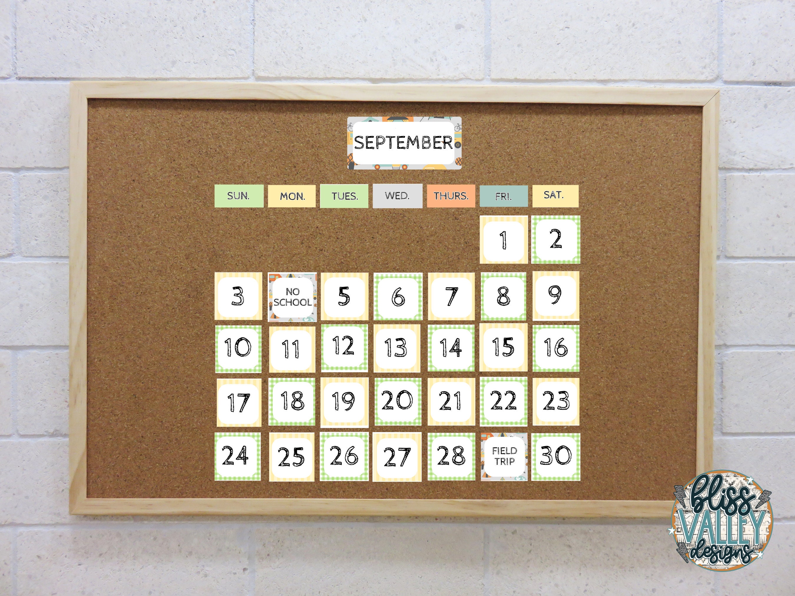 Camp Theme Classroom Calendar Kit: Printable Bulletin Board (digital ...