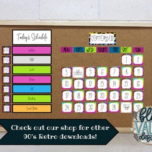 Editable 90's Retro Theme Printable Classroom Schedule | Teacher ...