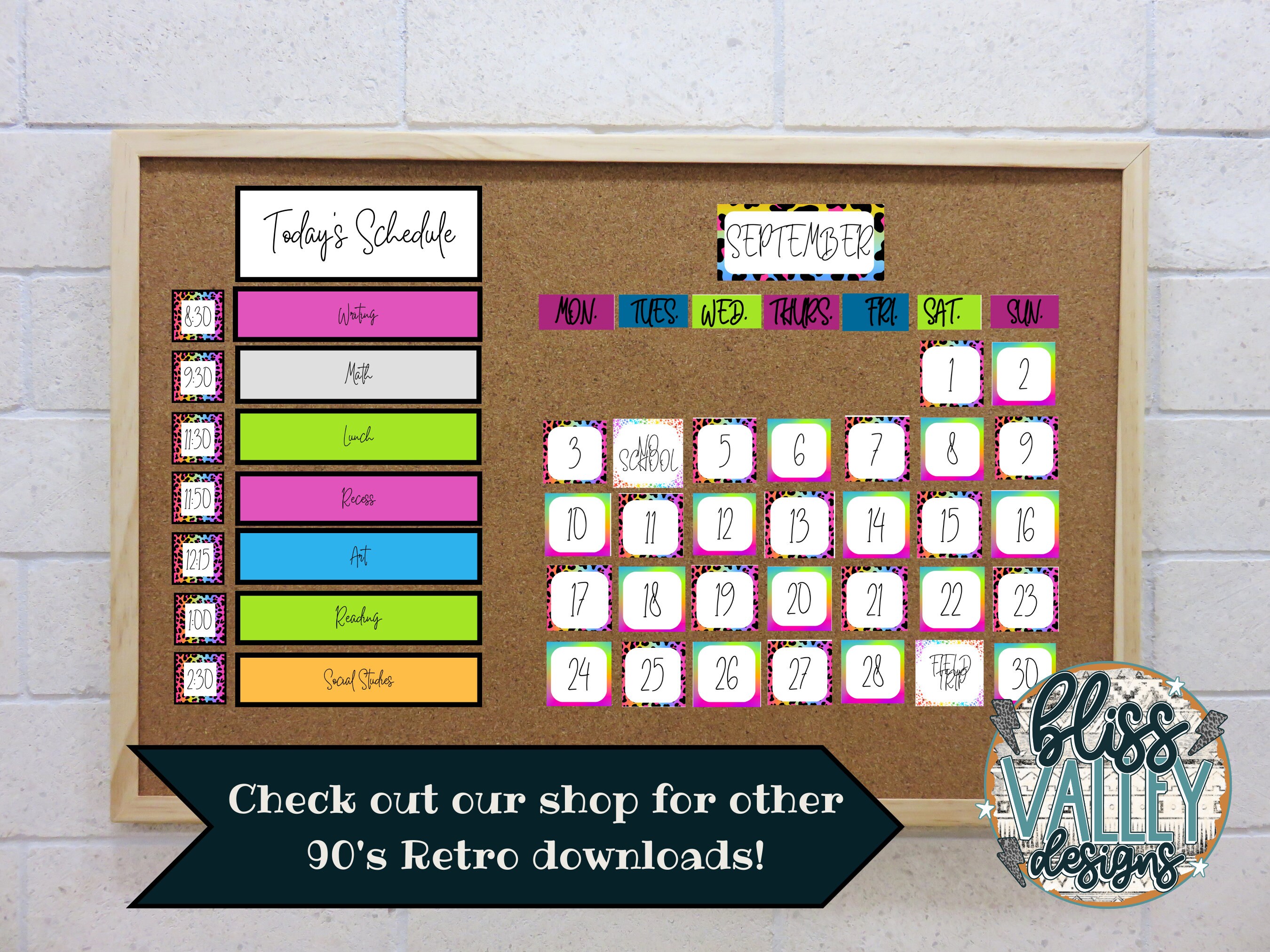 Editable 90's Retro Theme Printable Classroom Schedule Teacher ...