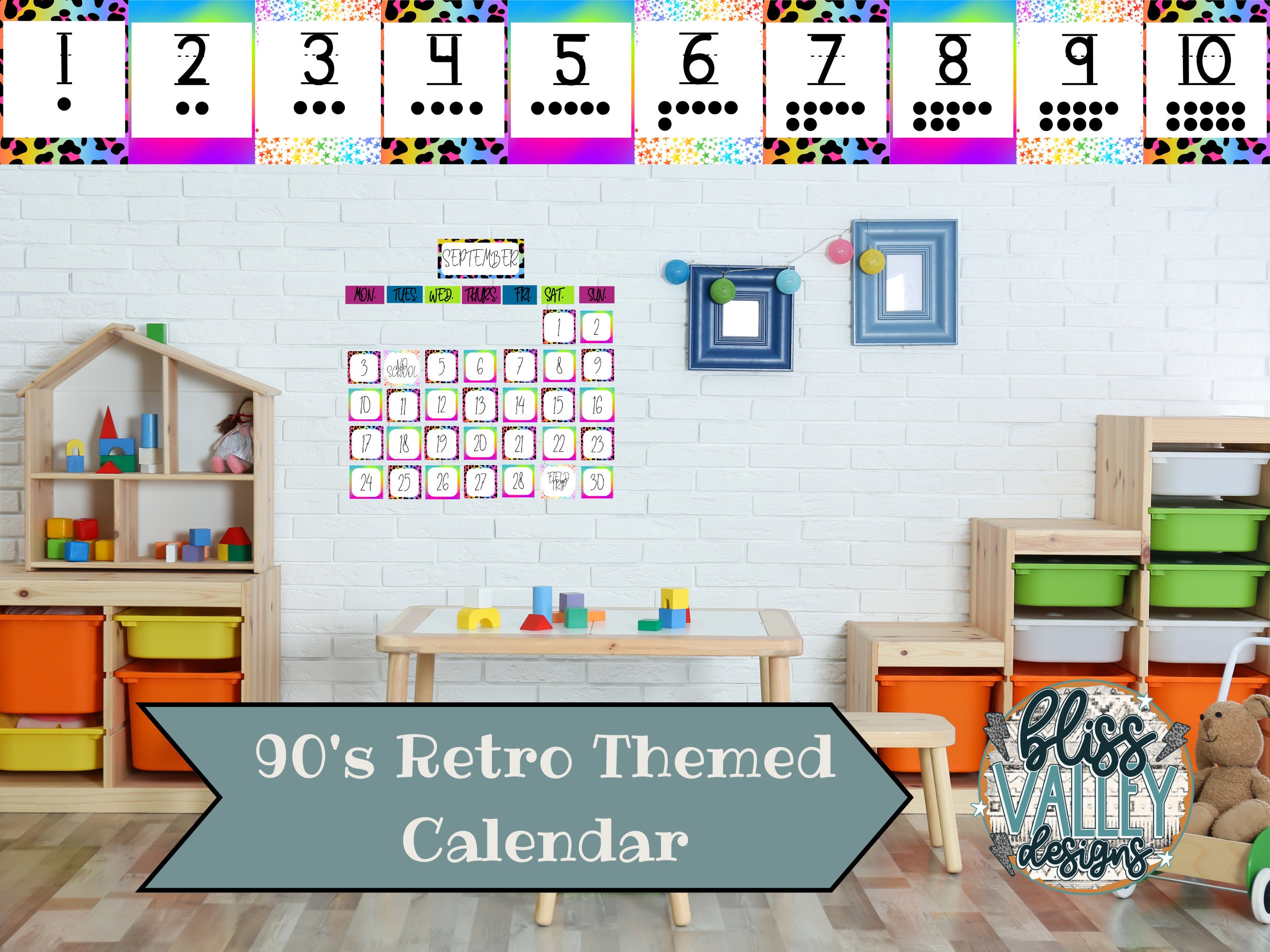 90's Retro Theme Printable Classroom Calendar Kit | Back to School ...