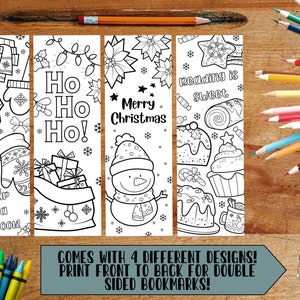 Color Your Own Set of 4 Printable Christmas Bookmarks / Bookmark Set ...