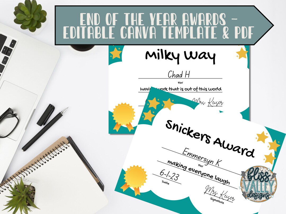 End of the School Year Candy Awards for Students / Classroom Printable ...