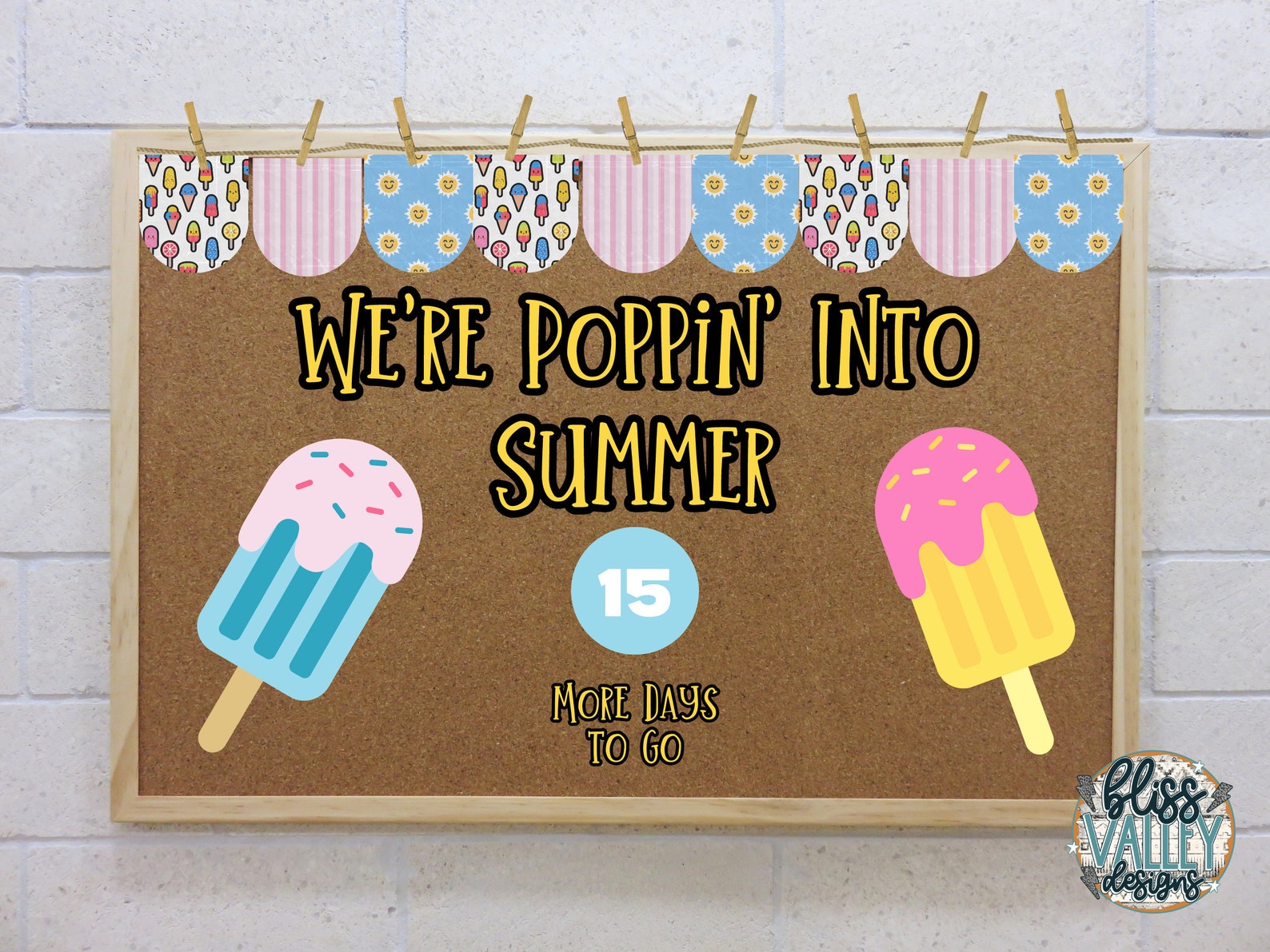 We're Poppin' Into Summer Countdown Printable Classroom Bulletin Board ...