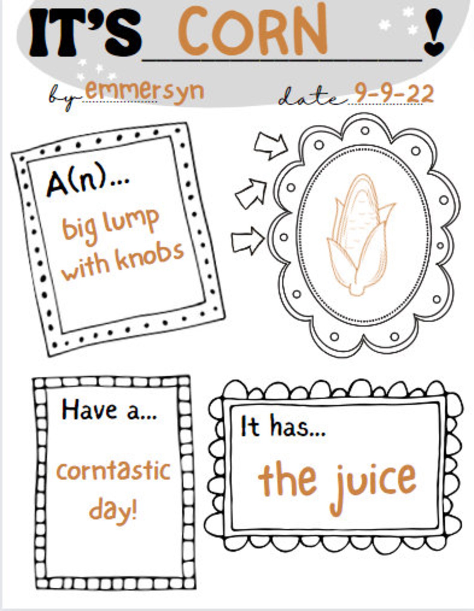 It's Corn! Adjectives Activity / Differentiated / Digital Download ...
