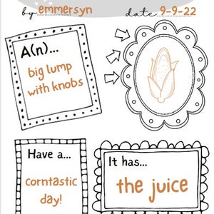 It's Corn! Adjectives Activity / Differentiated / Digital Download ...