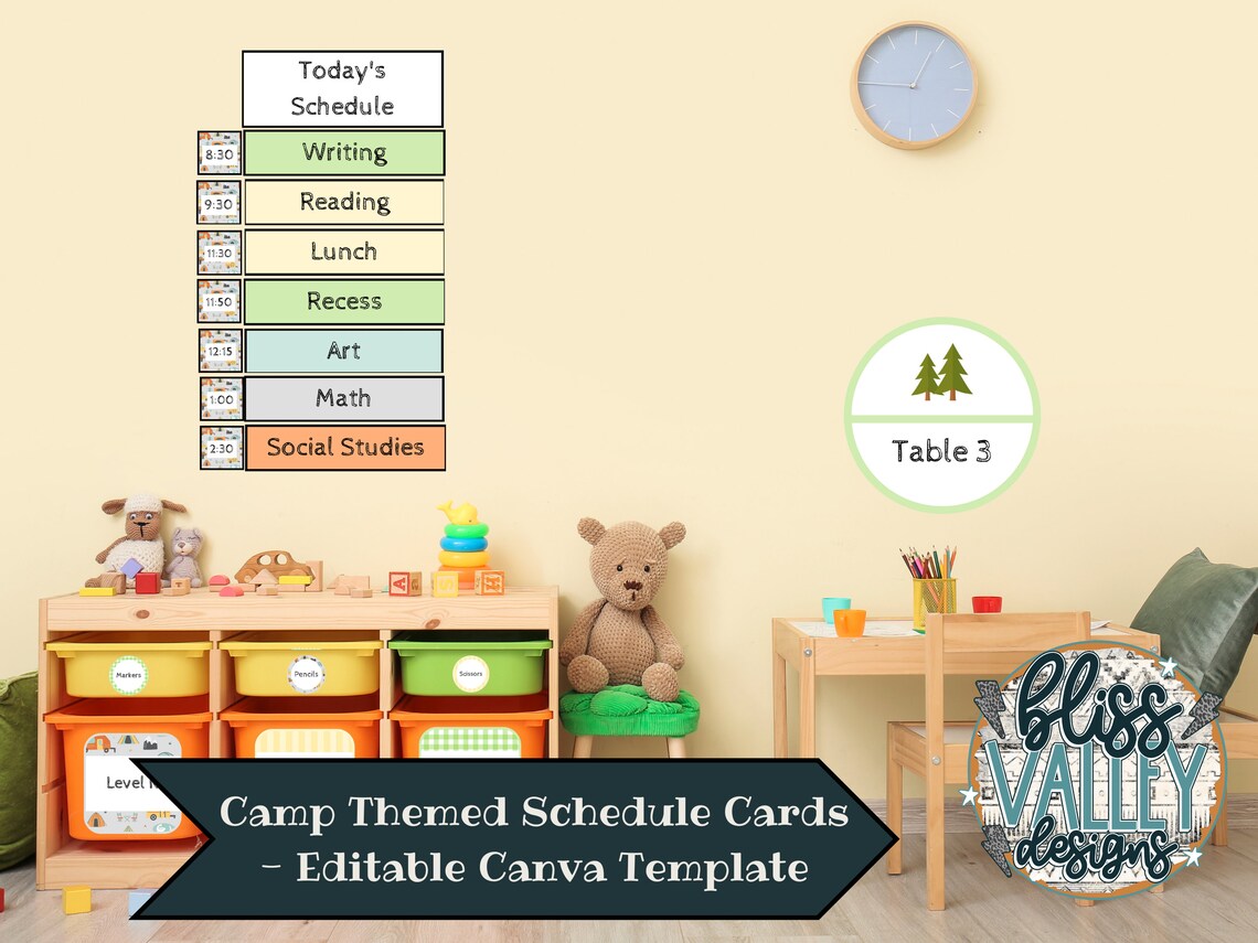 Editable Camp Theme Printable Classroom Schedule / Teacher Resources ...