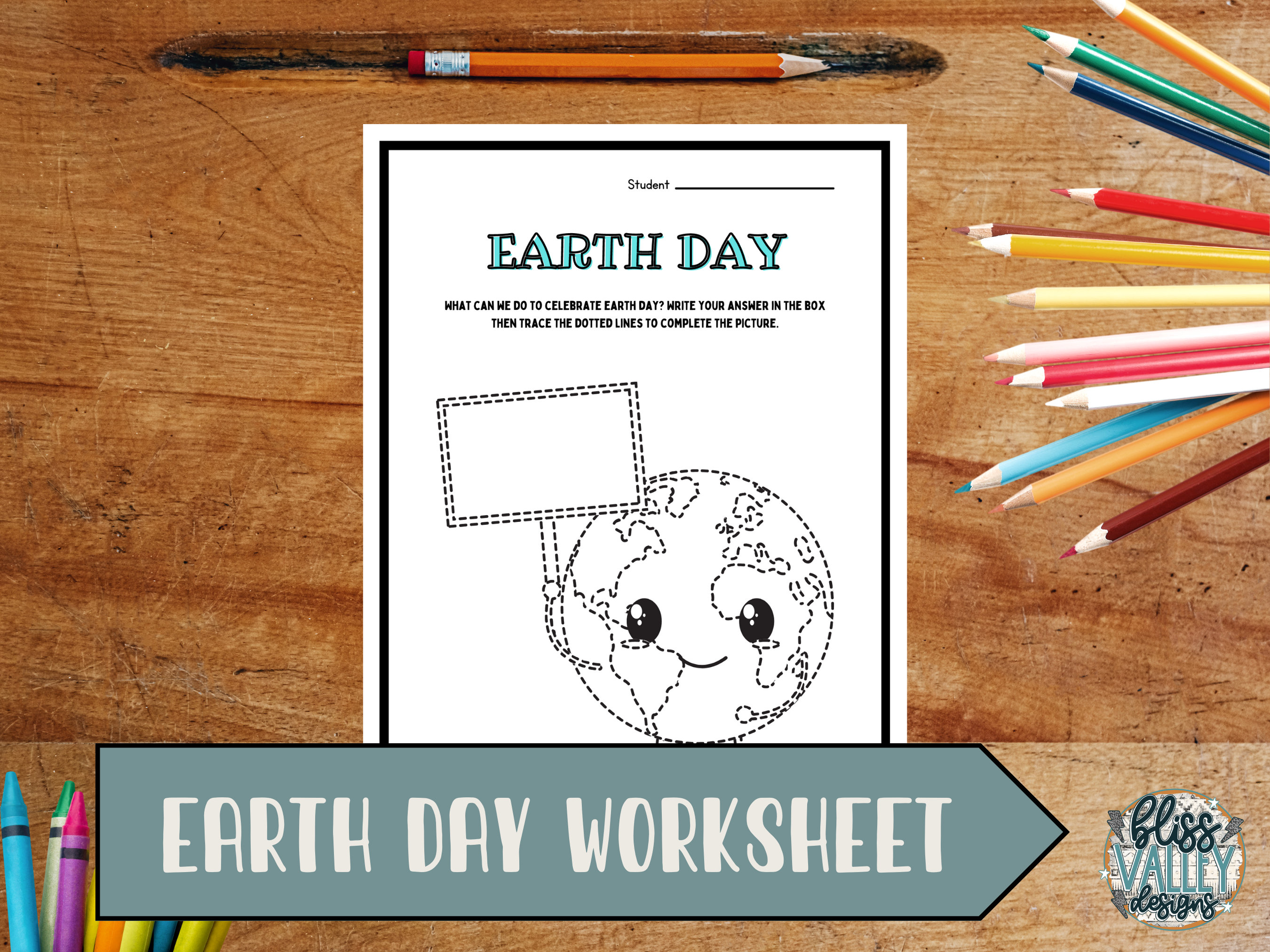 Earth Day Tracing Writing Worksheet / Morning Work / Homeschool ...