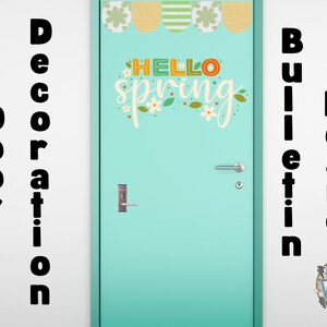 Hello Spring Printable Classroom Bulletin Board Kit March April Door ...