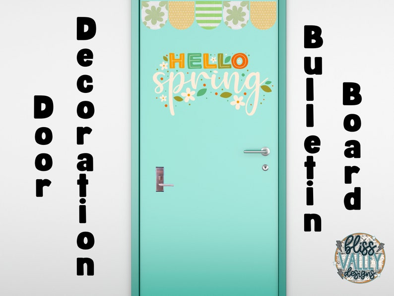 Hello Spring Printable Classroom Bulletin Board Kit March April Door ...