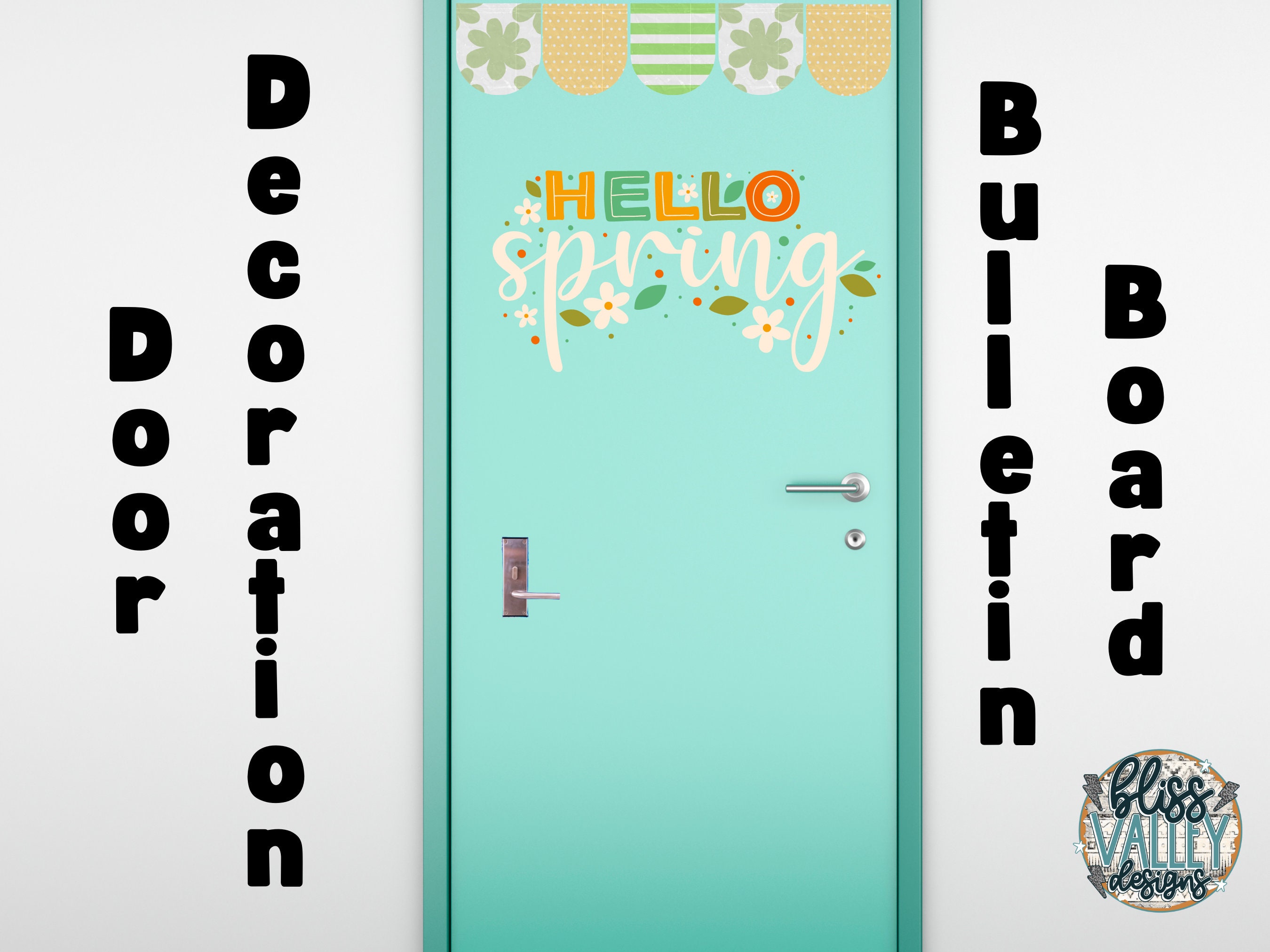 Hello Spring Printable Classroom Bulletin Board Kit March April Door ...